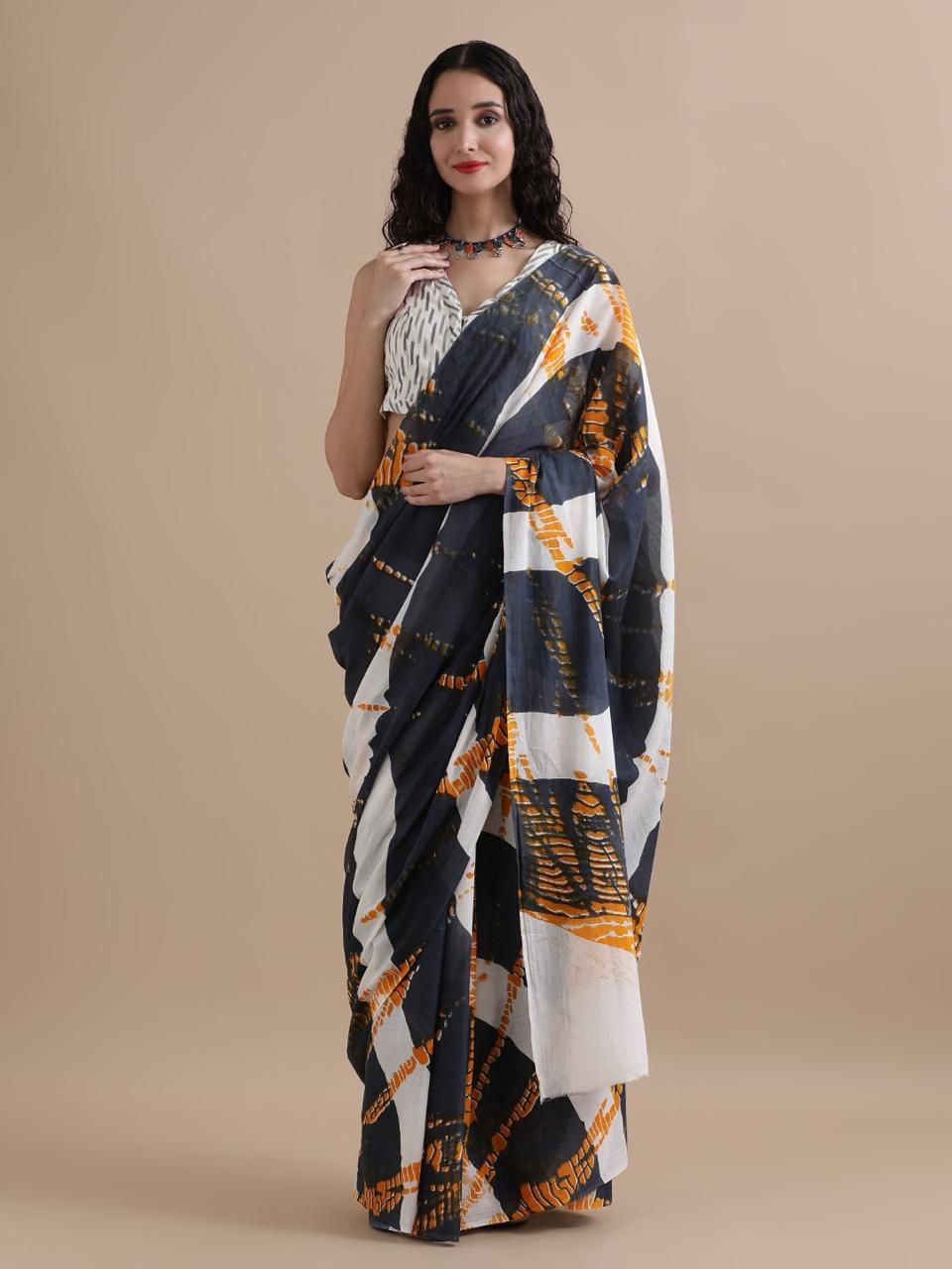 Charcoal Ripple - Full length saree – Tarikita